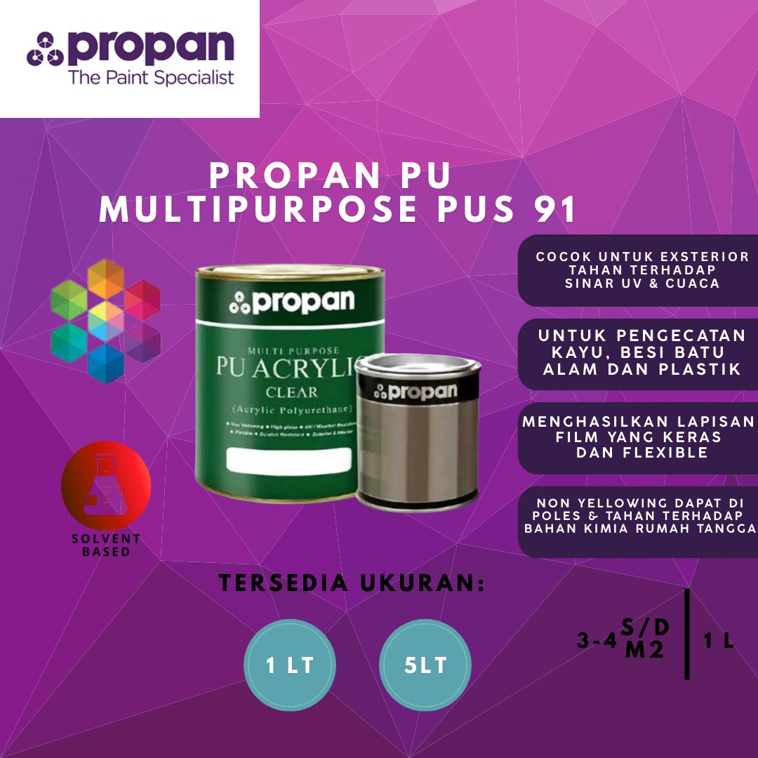 PROPAN PU–91 | PU Acrylic Non Yellowing Clear Lacquer Kualitas Premium